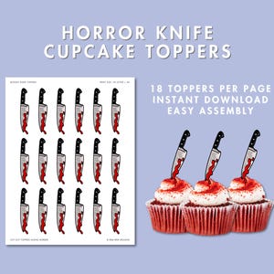 Bloody Knife Cupcake Toppers | Halloween Horror Knife Gore Printable ...