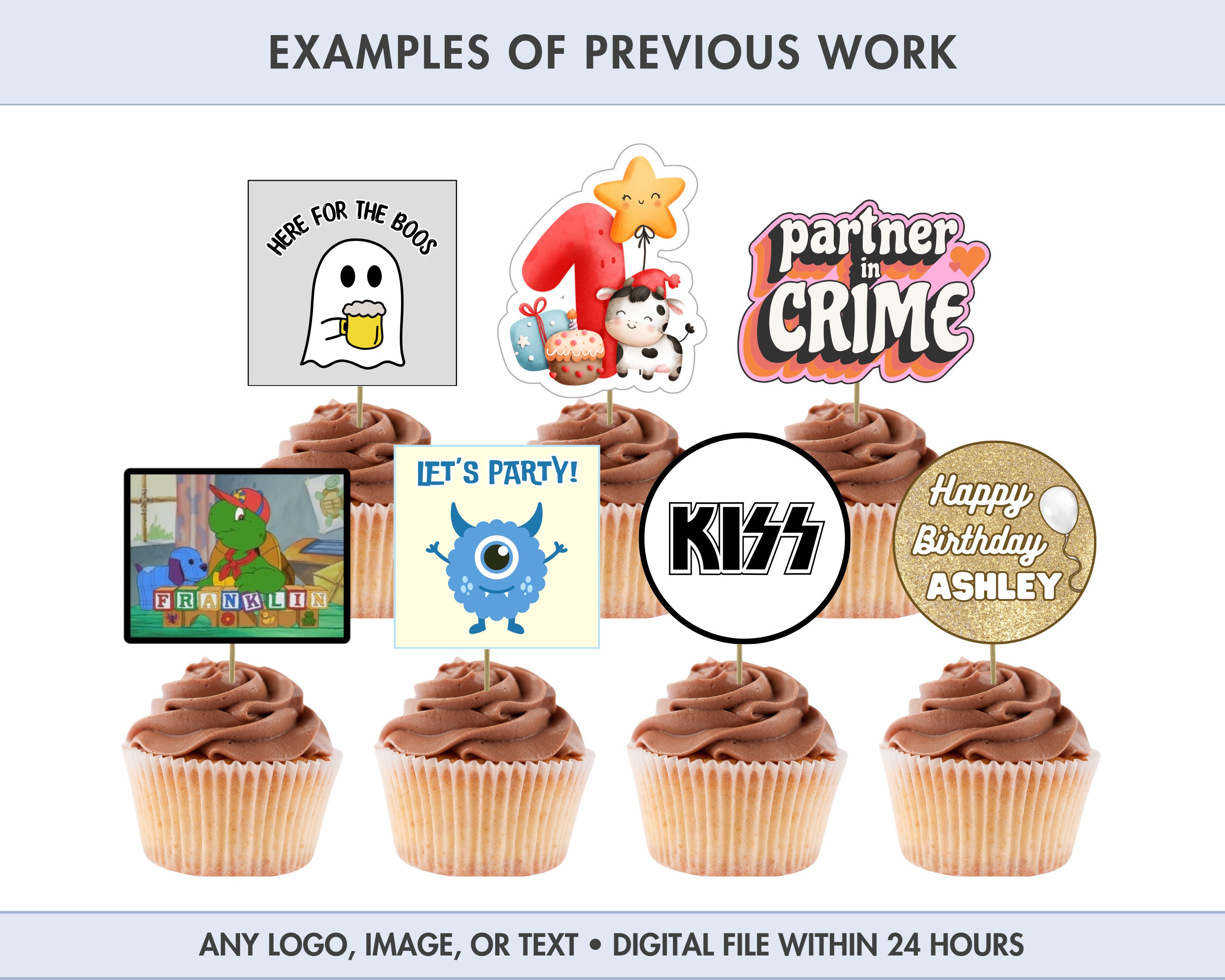 Custom Logo Cupcake Toppers | Photo, Text, or Logo Cupcake Toppers ...