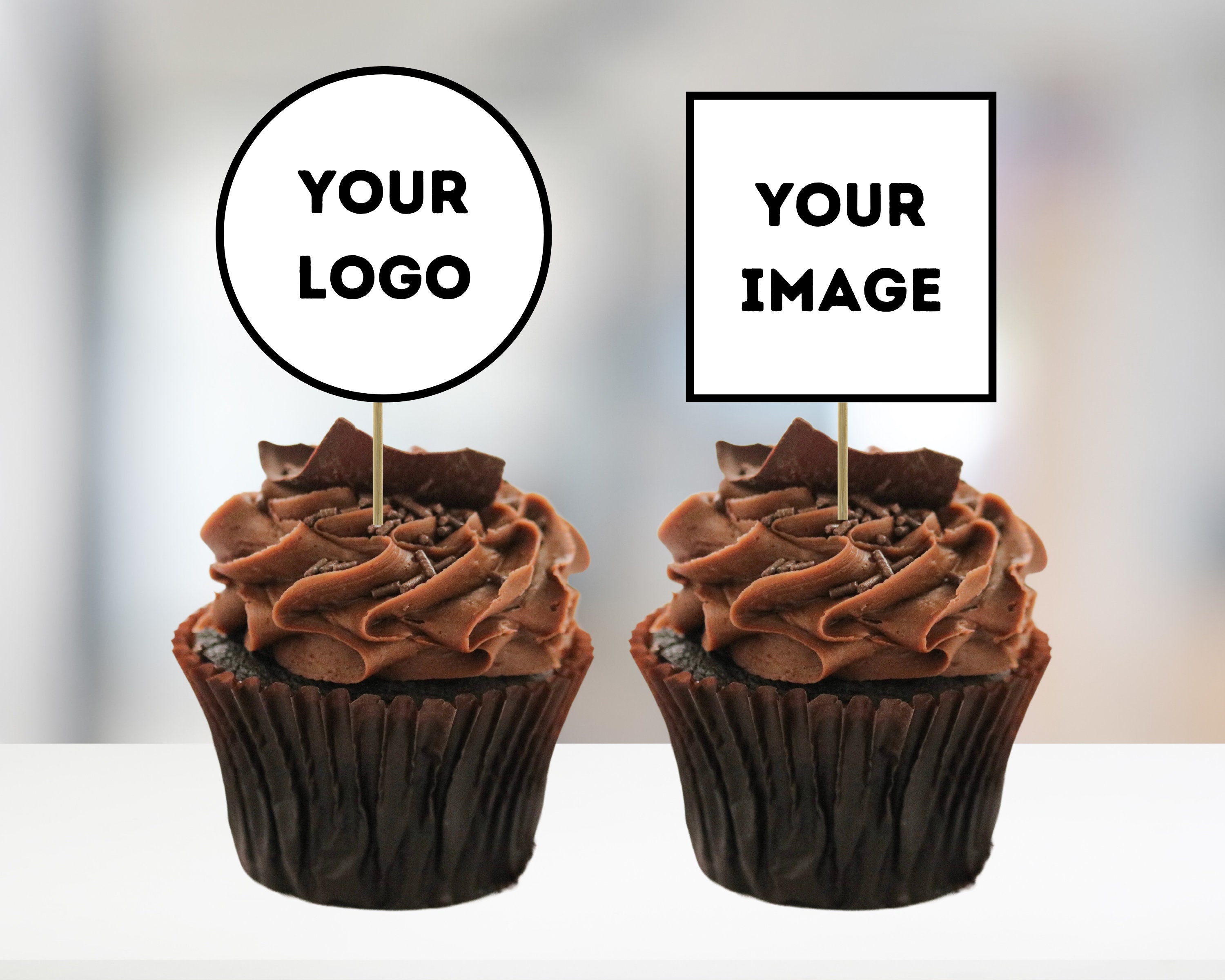 Custom Logo Cupcake Toppers | Photo, Text, or Logo Cupcake Toppers ...