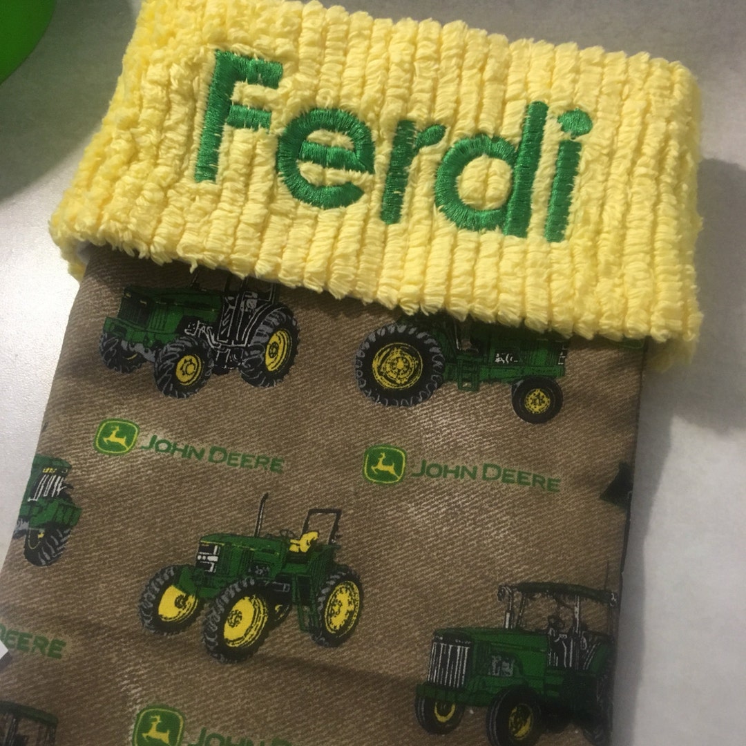 Brown Denim John Deere and Chenille Handmade Christmas Stocking FREE U ...