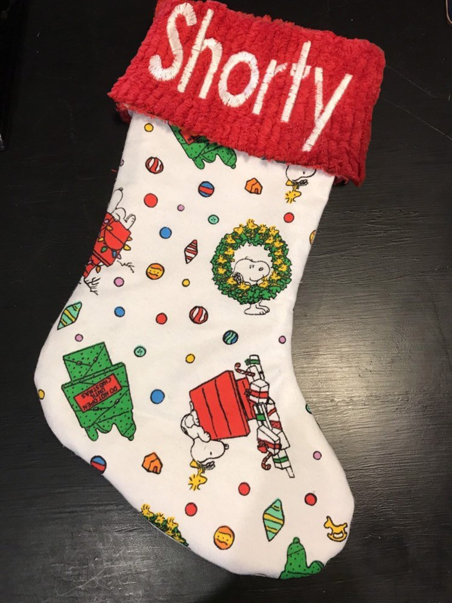 White Peanuts Snoopy and Chenille Handmade Christmas Stocking - Etsy