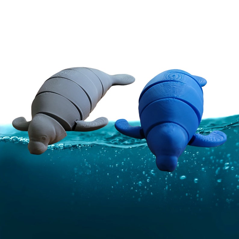 3D Printed Articulated Manatee Toy Customizable by Color by Acclaimed ...