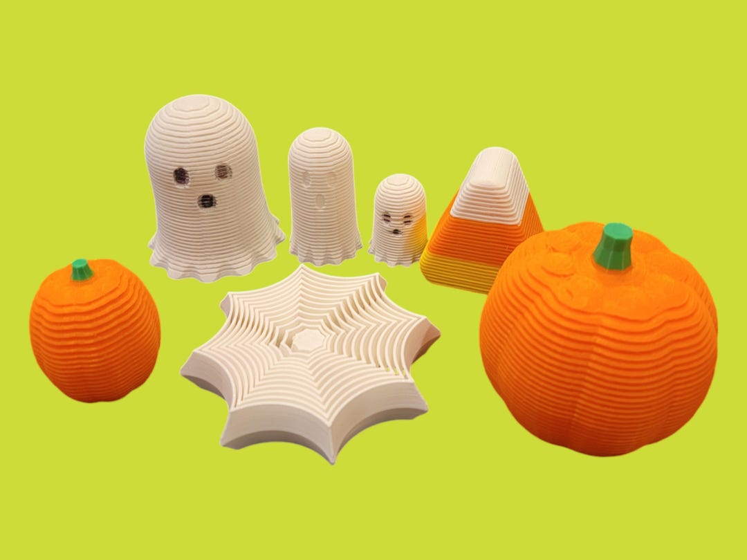 3D Printed Halloween Fidget Bundle 3 Ghost 1 Candy Corn 1 Spider Web 2 ...