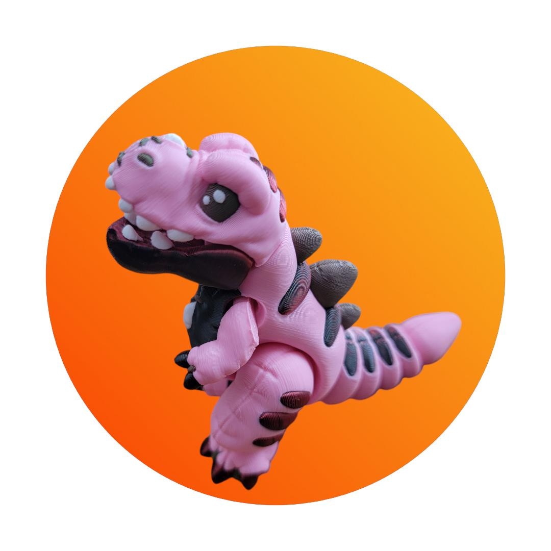 3D Printed Articulated Moveable Pink T-rex| Personalized Color ...
