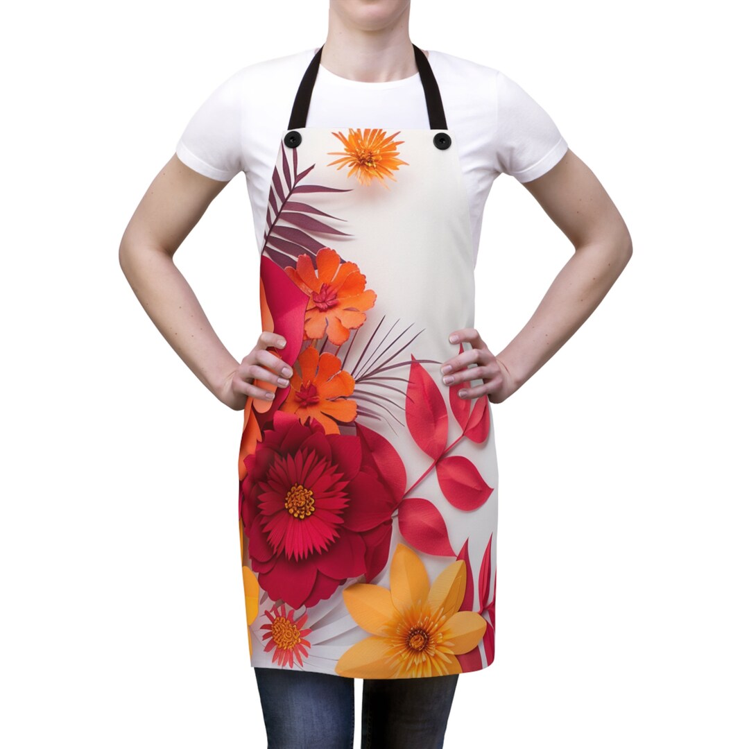 Floral Apron, Colorful Flower Apron, Florist, Kitchen Apron, BBQ Apron ...