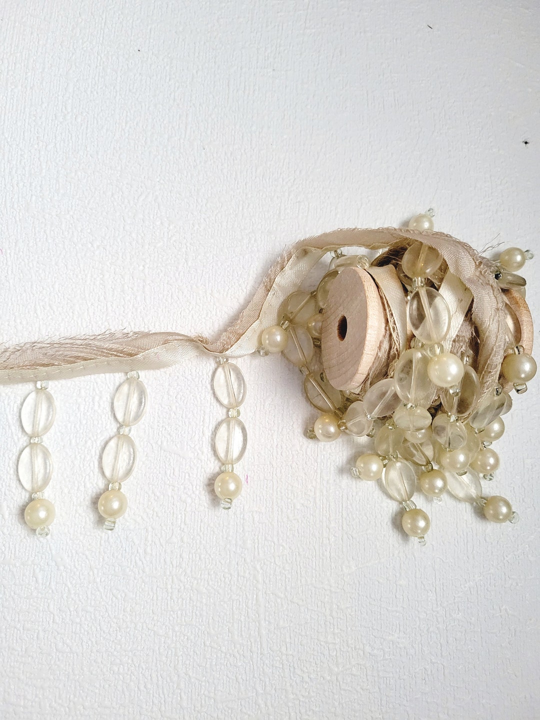 Dangling Clear Trim, Pearl Bead Trim - Etsy