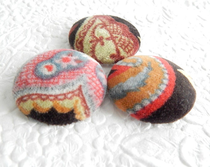 Brown Multi Buttons, Fabric Buttons, Velveteen Button, Size 60 Buttons ...