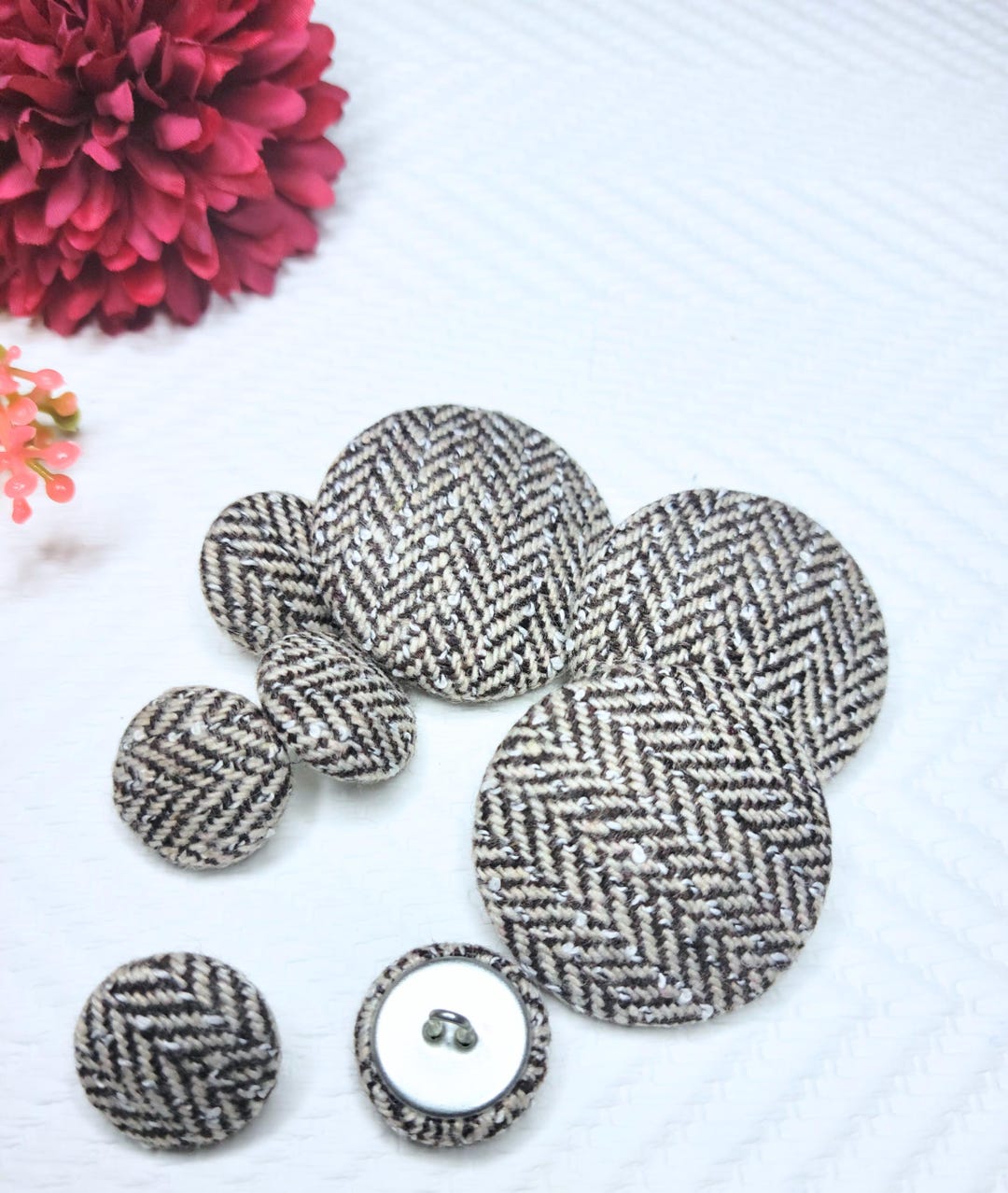 GRAY Chevron Button, Wool Buttons, Upholstery Button, Tufting Button ...