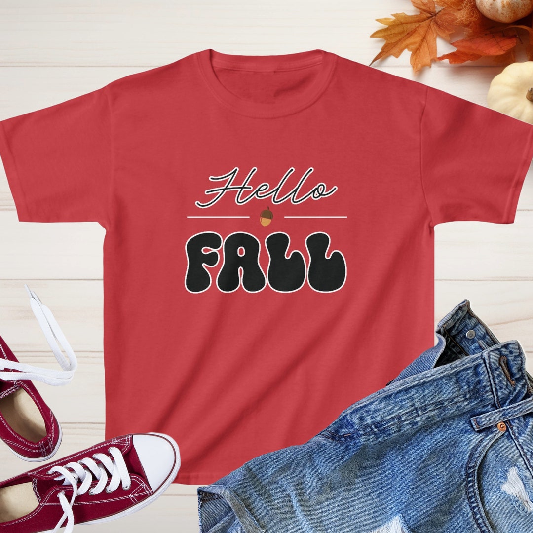 Hello Fall Shirt for Kids Autumn T-shirt for Fall Season Outfit for ...