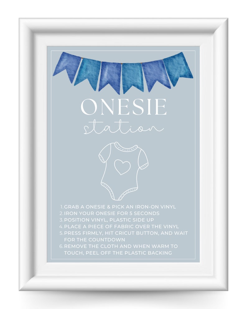 Baby Shower Activity - Onesie Station - Blue and White Baby Shower ...