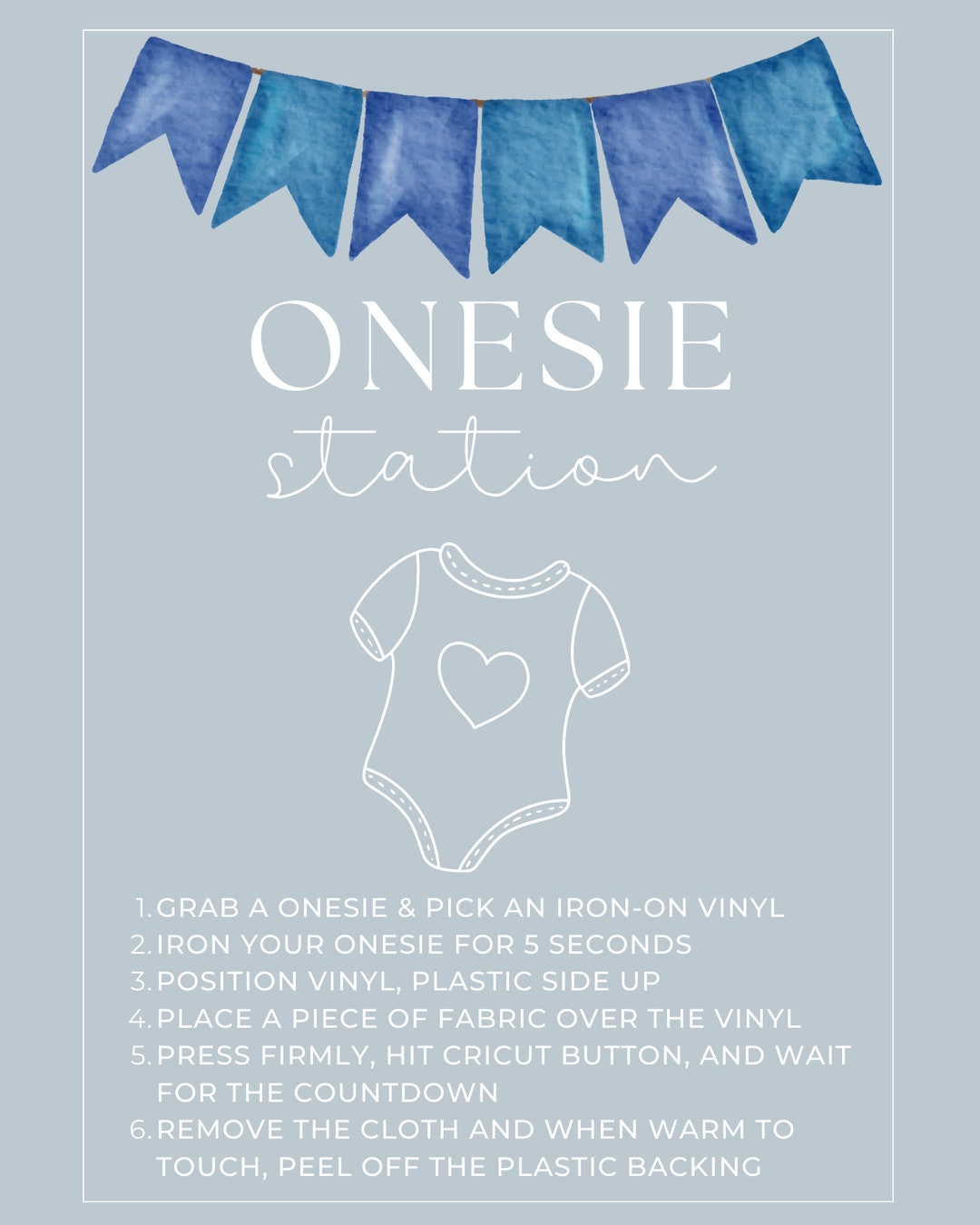 Baby Shower Activity - Onesie Station - Blue and White Baby Shower ...