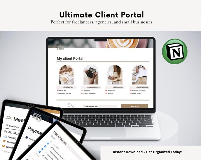 Client Dashboard Notion Template, Notion Client Portal Template ...