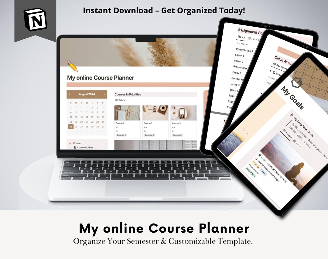 Online Course Planner | Digital Course Plan, Tracker and Organizer ...