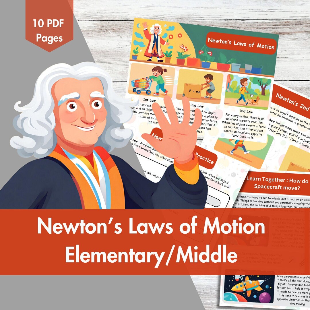 Newton's Laws of Motion Activity Printable Physics Teaching Aid Simple ...