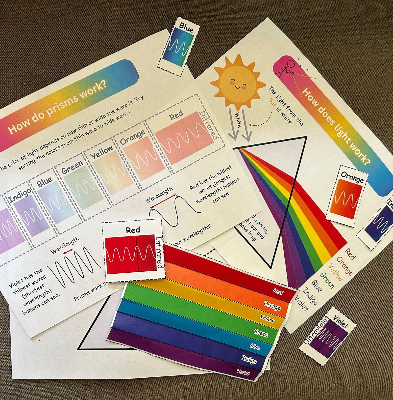 Colors Light Activity Printable Physics Teaching Aid Simple Science ...