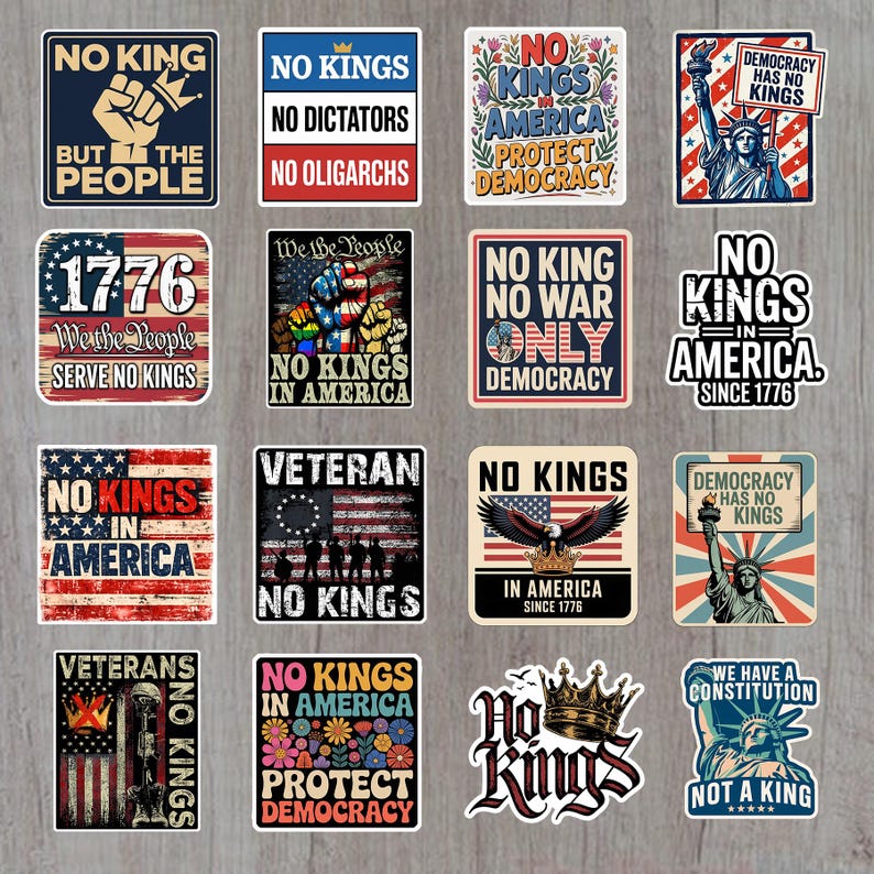 Sticker Pack No Kings in America Protest, Anti-trump Stickers ...