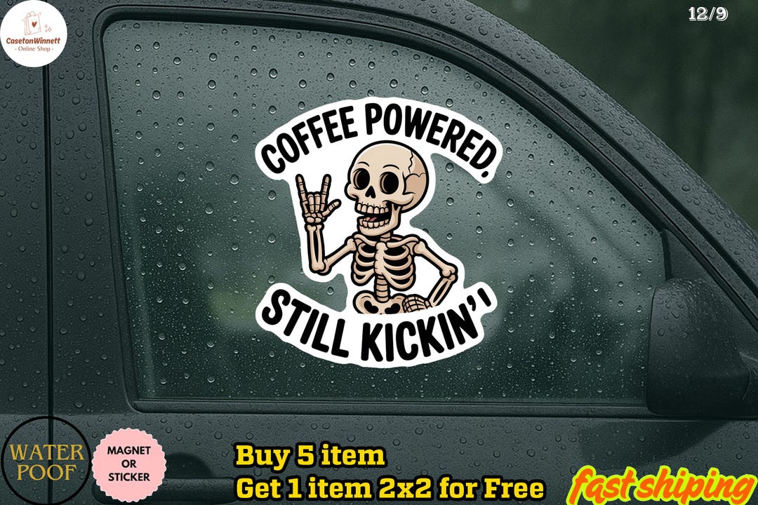 Sleep Deprived Barely Alive Skeleton Sticker/car Magnet, Skeleton ...
