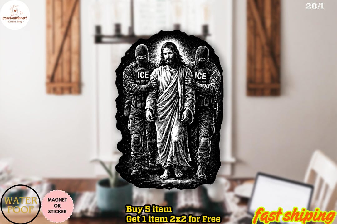 Anti ICE Jesus Arrested Parody Anti Fascist Anti Trump Sticker/car ...