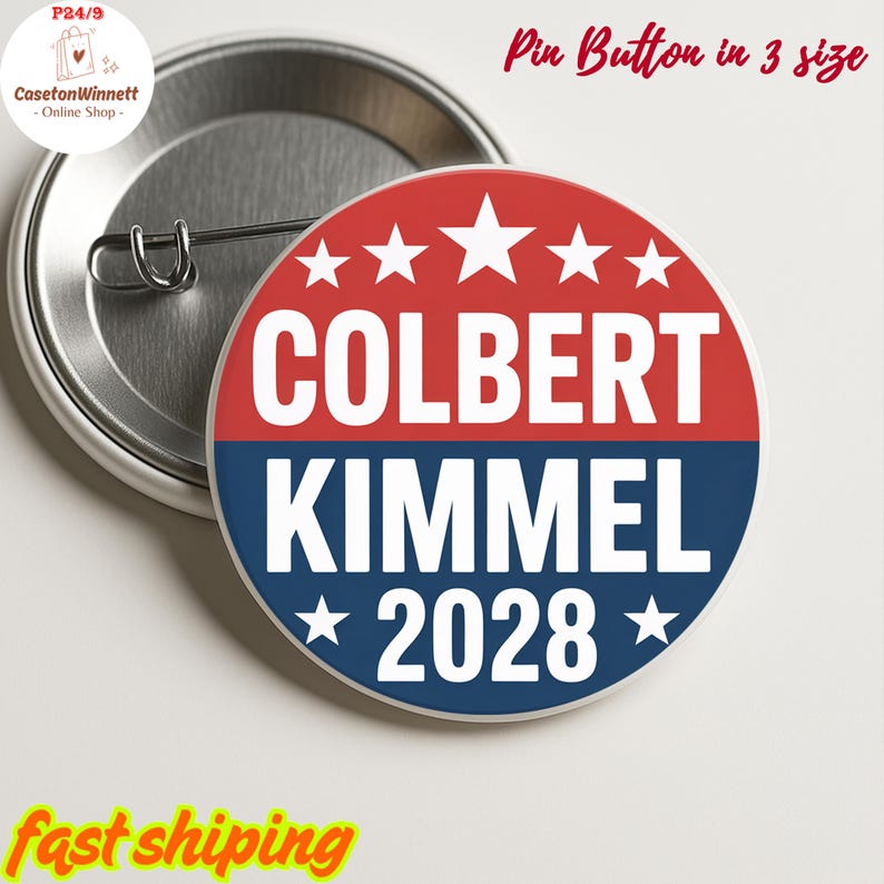 Colbert Kimmel 2028 Pin Button, Support Late Night Comedy Button ...