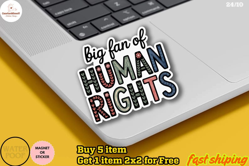 Big Fan of Human Rights Sticker/car Magnt, Anti Trump Sticker, Floral ...