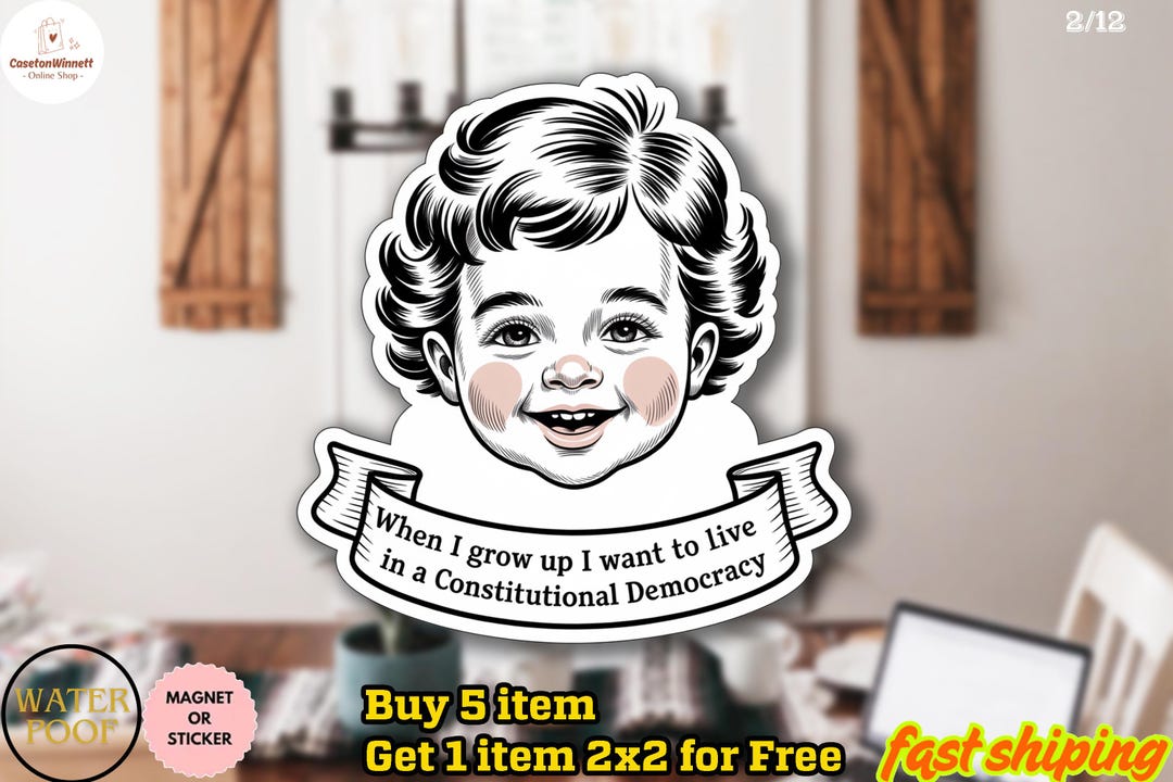 Constitutional Democracy Comedy Vinyl Sticker Progressive Activist ...