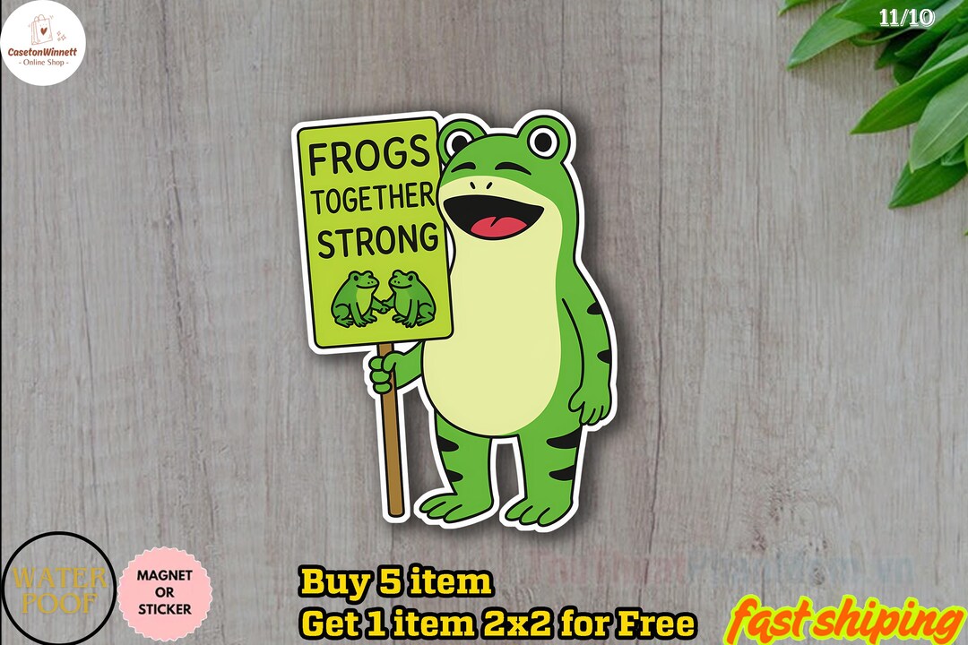 Frogs Together Strong Sticker, Portland Frog Rage Again the Machine ...