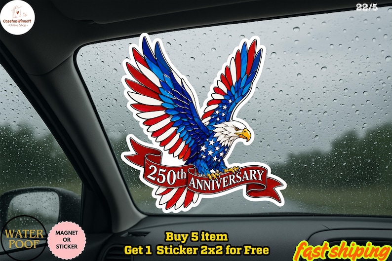 250th Anniversary Sticker/car Magnet, Patriotic American Decal - Etsy UK