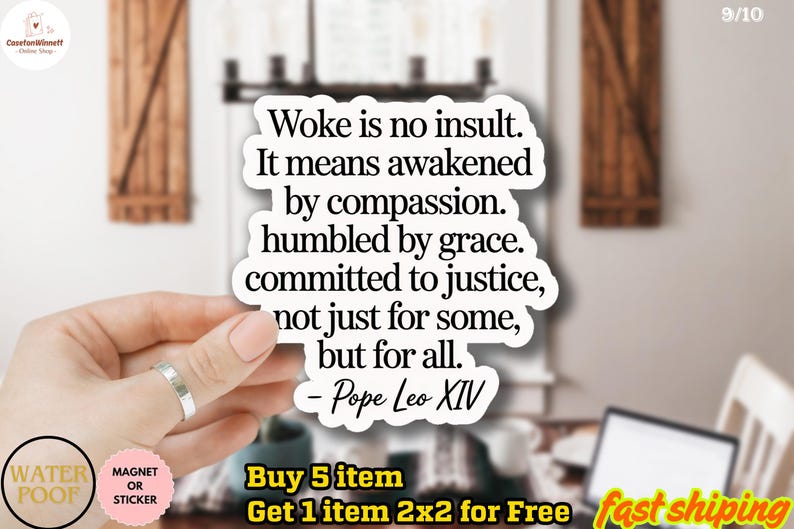 Woke is Not an Insult Sticker/car Magnet, Pope Leo Quote, Subtle Anti ...