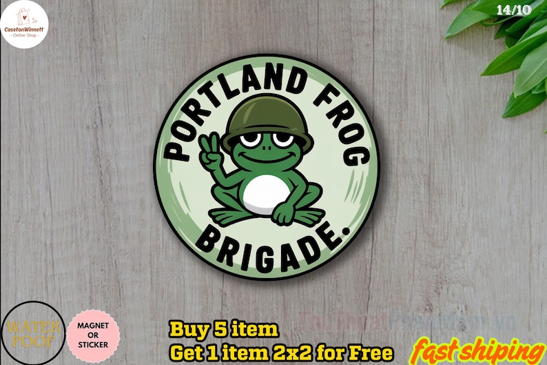 Portland Frog Brigade Sticker/car Magnet, Funny Frog Protest Sticker ...