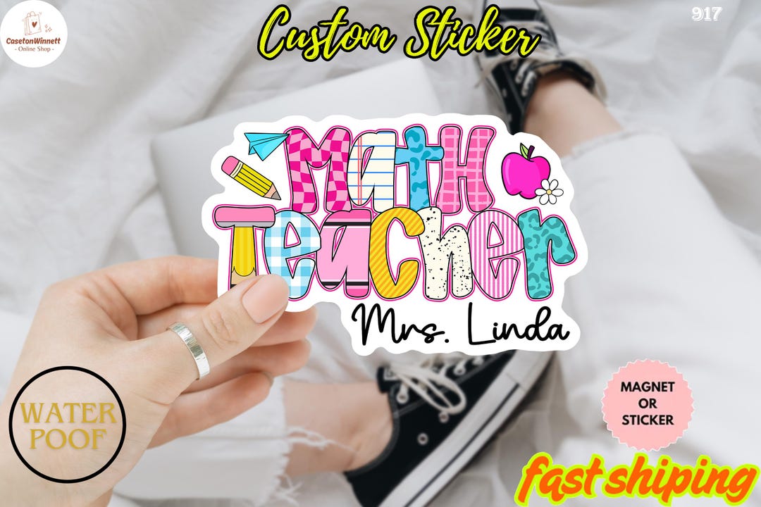 Custom Teacher Name Sticker, Personalized Teacher Stickers Funny ...