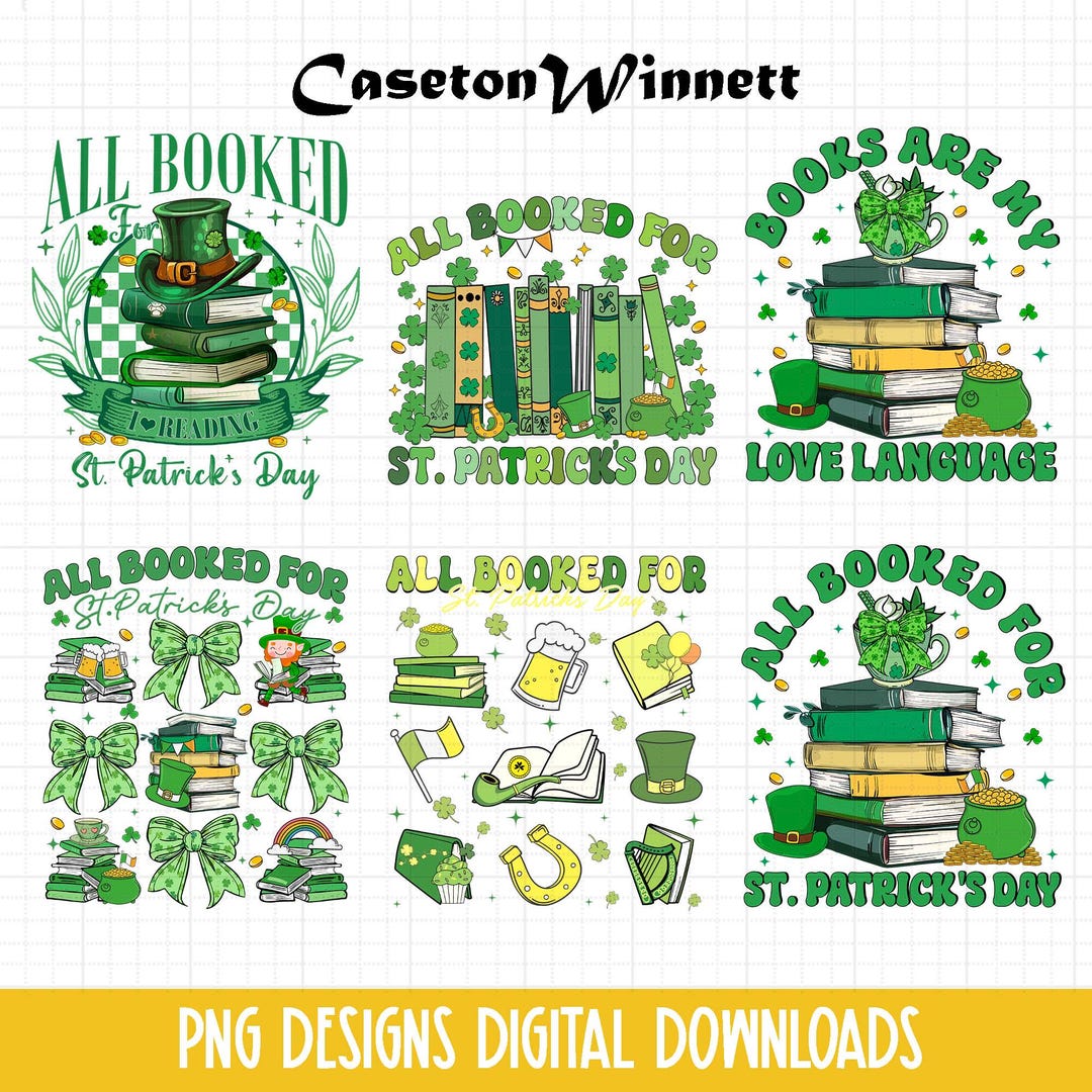 6 Book for St Patricks Day Bundle Png, Retro St Patrick Png, Happy ST ...