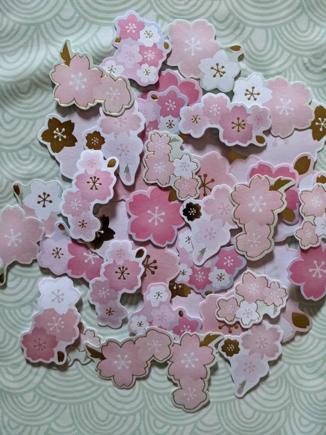Sakura Stickers Only, Pink Cherry Blossoms With Elegant Gold Accent ...