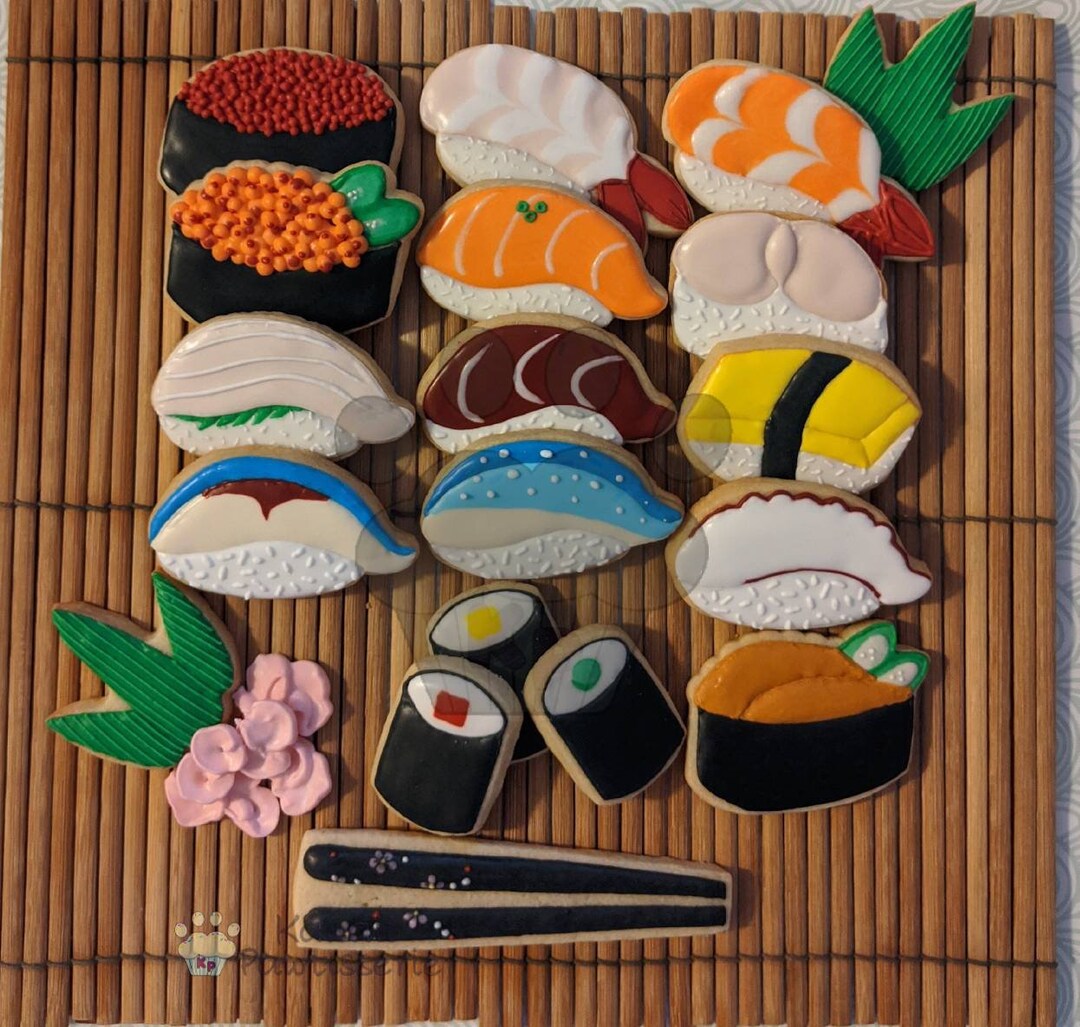 Sushi sugar cookies, Single type, 2 to 3 inches, one dozen - Etsy México
