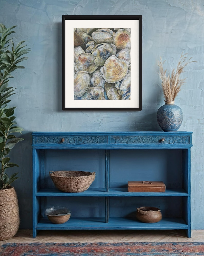 Clam Shells, Coastal Art From an Original Watercolor Painting ...