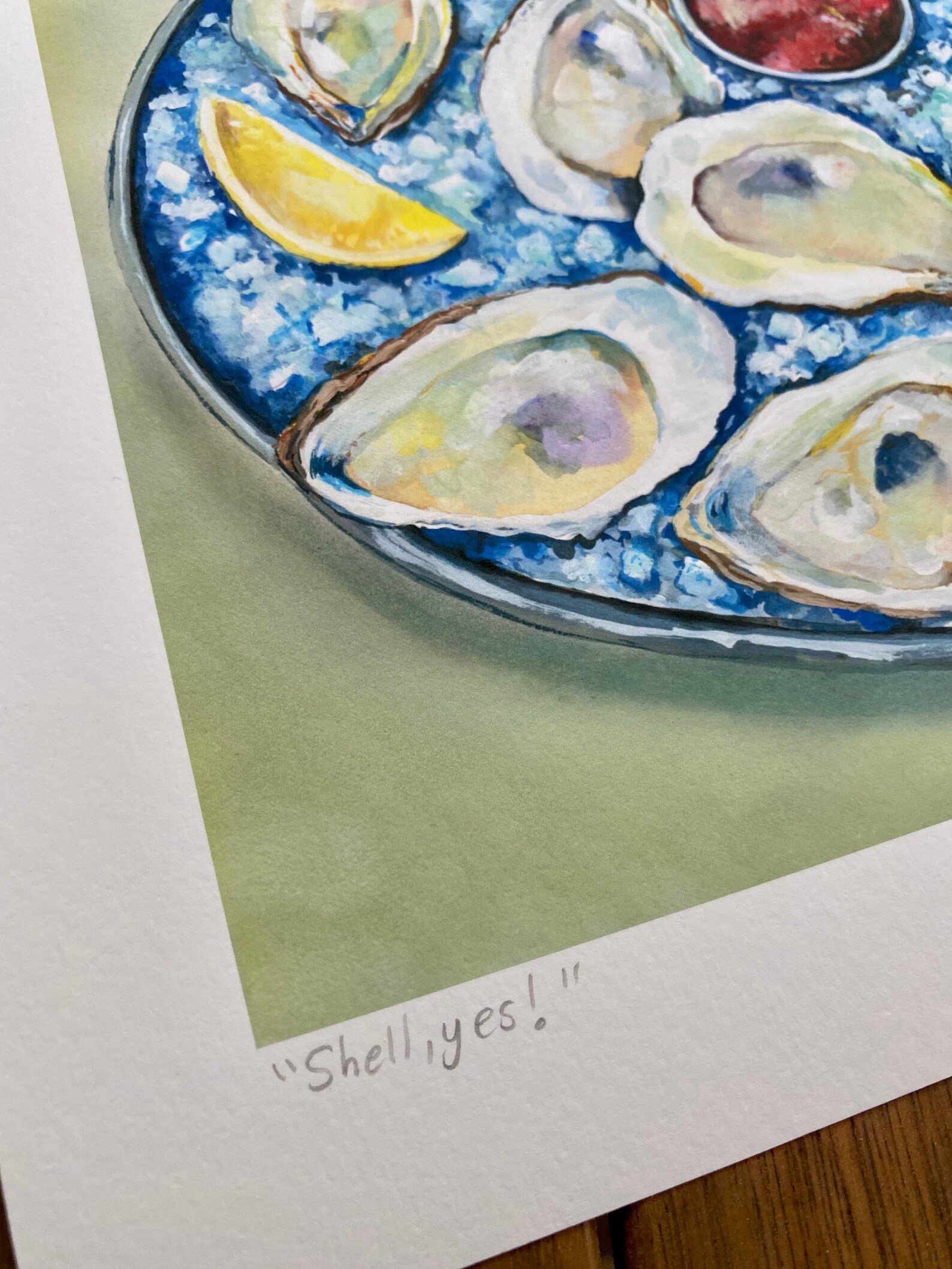 Shell, Yes!, Signed Archival Print of Original Watercolor, Half Shell ...
