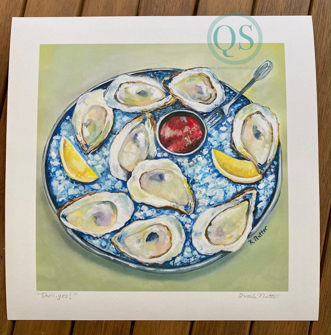Shell, Yes!, Signed Archival Print of Original Watercolor, Half Shell ...
