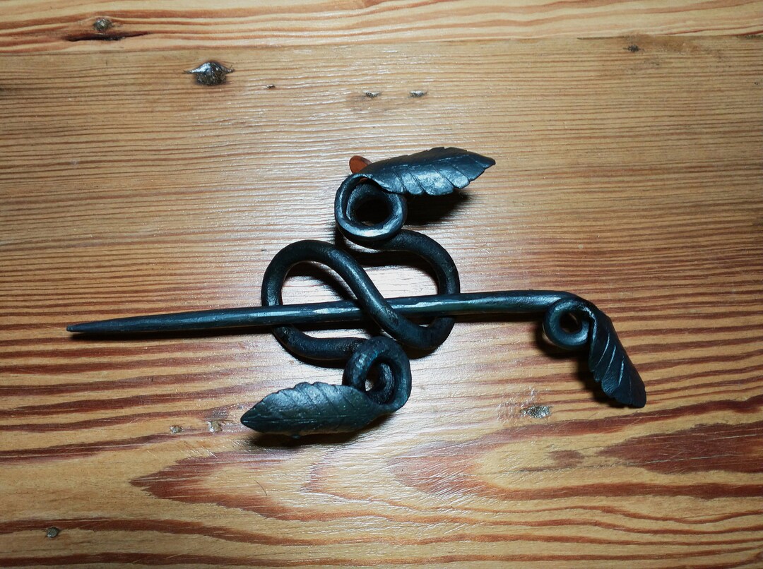Hand Forged Hair Pin Featuring Decorative Leaf Design set Includes a ...