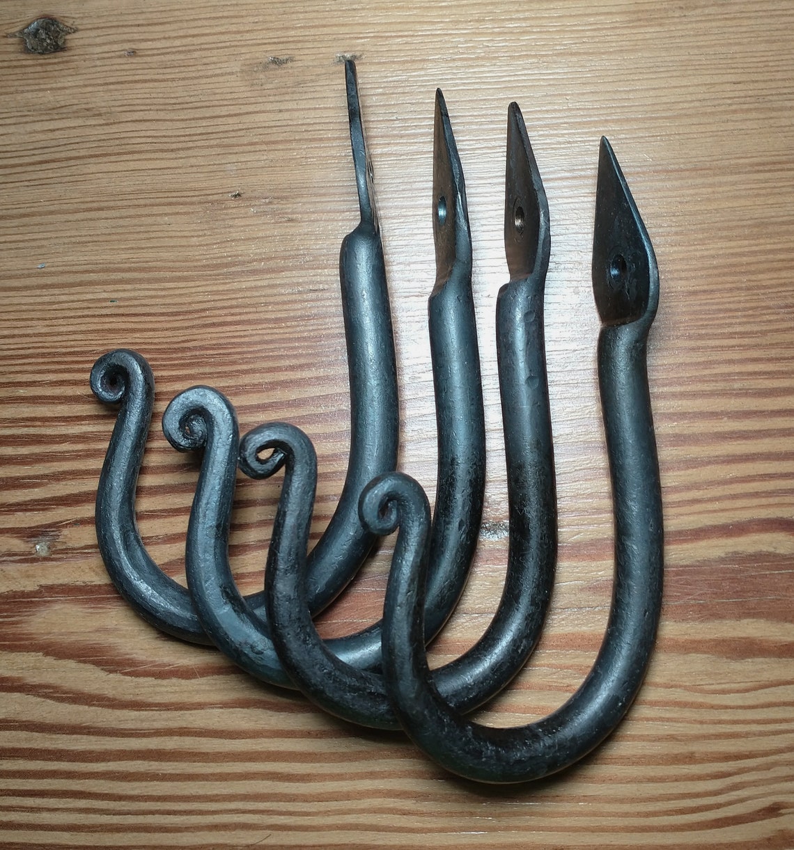 Hand Forged Hook With Spade Finial for Hanging Clothing, Tools, Cords ...