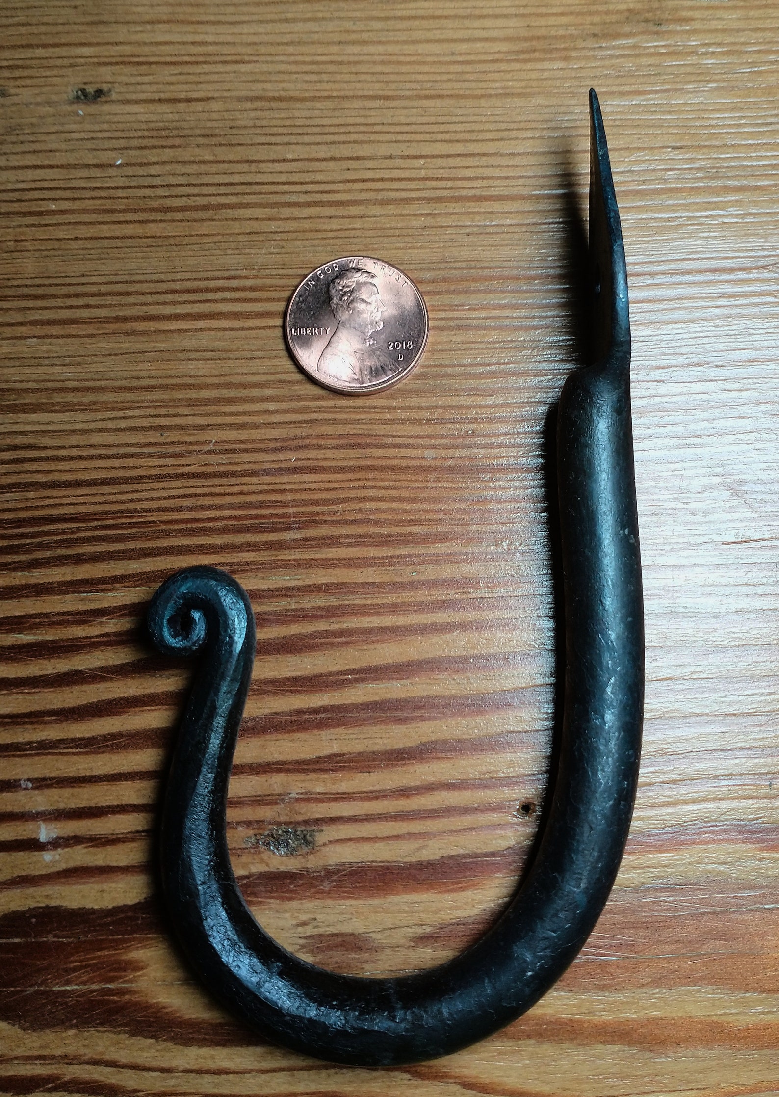 Hand Forged Hook With Spade Finial for Hanging Clothing, Tools, Cords ...