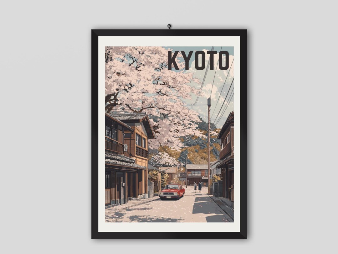 Kyoto Poster - Japan - Cherry Blossom Tree Poster - Sakura - Street ...