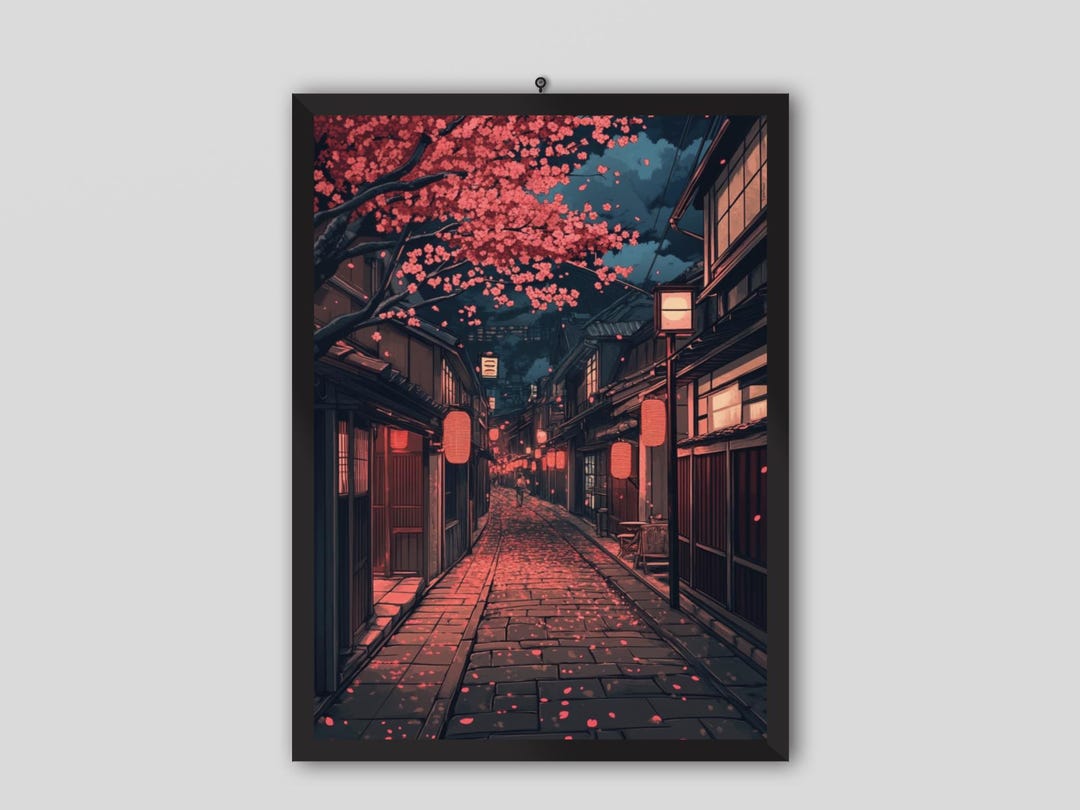 Japan - Cherry Blossom Tree Poster - Sakura - Tokyo Kyoto Street - Art ...