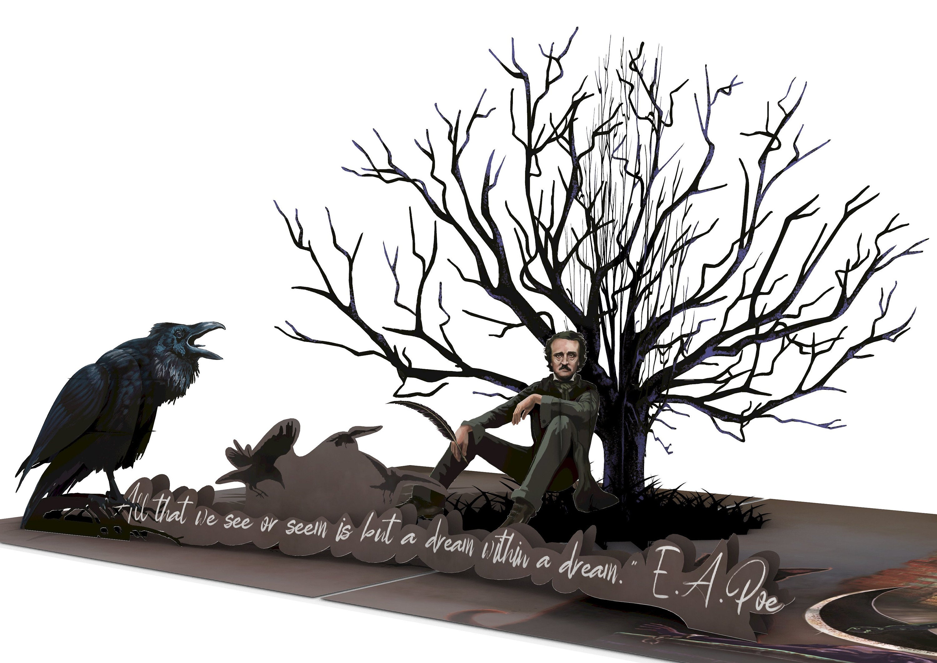 Edgar Allan Poe 3D Paper Pop-upcard! Perfect for Birthdays, Halloween ...