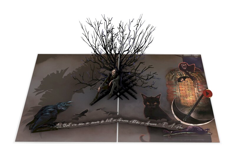 Edgar Allan Poe 3D Paper Pop-upcard! Perfect for Birthdays, Halloween ...