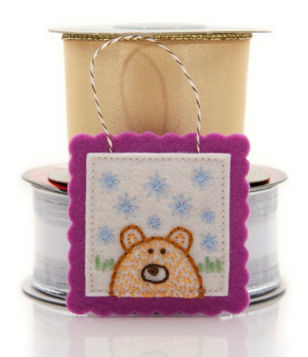 Felt Bear Ornament, Christmas Tree Decoration, Brown Bear Totem, Animal ...