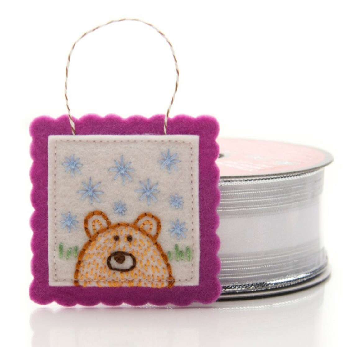 Felt Bear Ornament, Christmas Tree Decoration, Brown Bear Totem, Animal ...