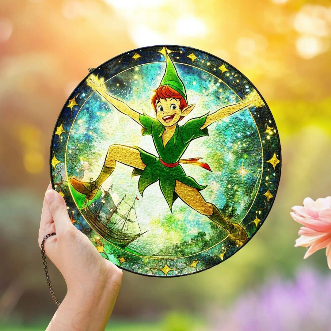 Disney Peter Pan Stained Glass, Peter Pan Christmas Faux Stained Glass ...