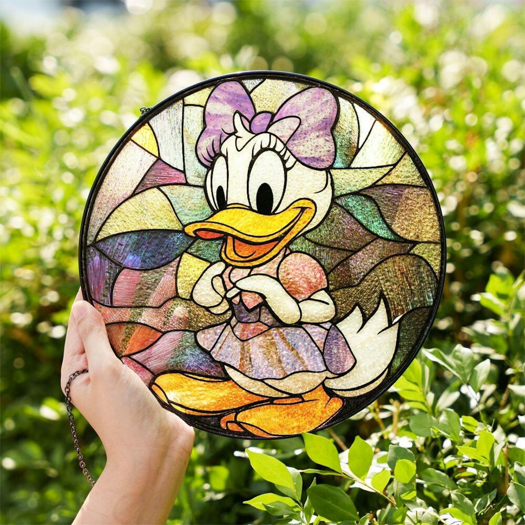Daisy Duck Stain Glass, Daisy Christmas Faux Stained Glass Window ...