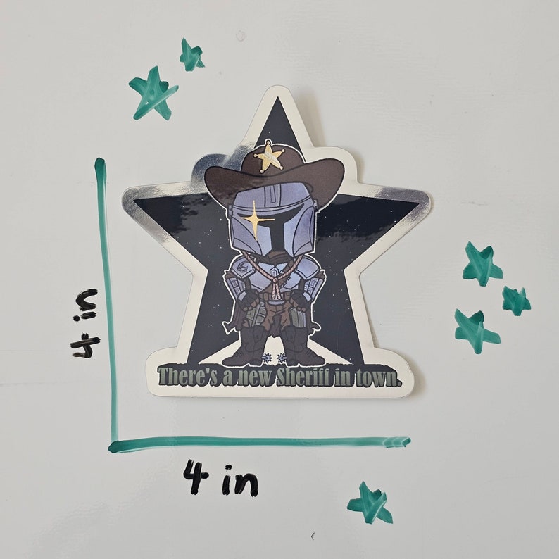 Sheriff Mando Metallic Sticker the Mandalorian - Etsy