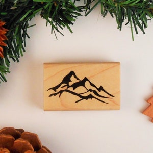 Mountains Mounted Rubber Stamp - Mountain Range Peaks, Landscape ...