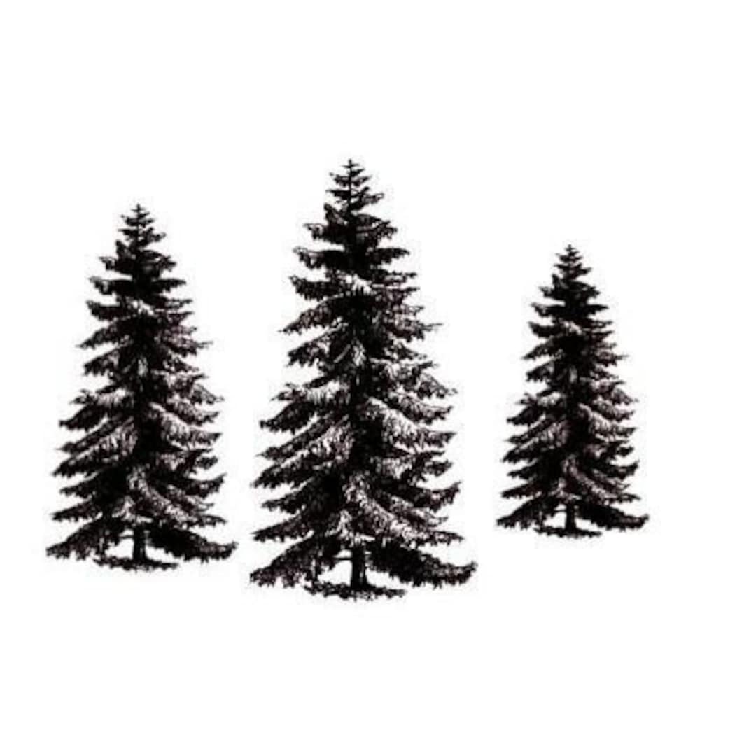Pine Tree Set - 3 UNMOUNTED Rubber Stamps, Christmas #19 - Etsy